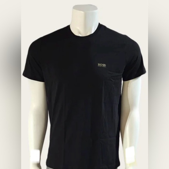 Hugo Boss | Shirts | Hugo Boss Basic Tshirt Men Black With Gold Logo ...